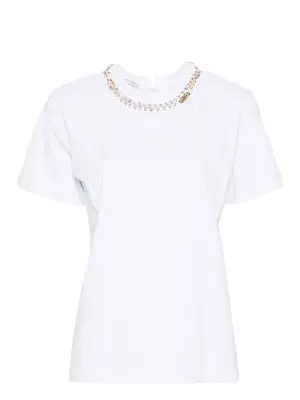 Alberta Ferretti Crystal-embellished T-shirt - White