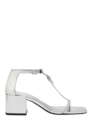 COURREGES Double Buckle Leather Sandals - Silver