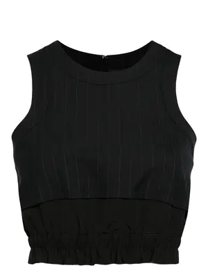 Sacai Pinstripe Crop Top - Black