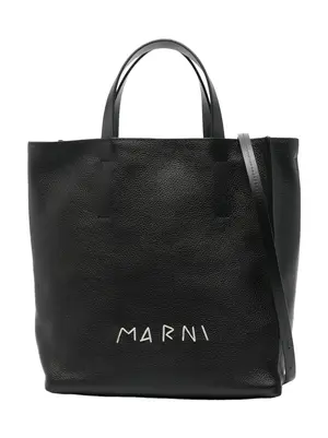 Marni Logo-embroidered Tote Bag - Black
