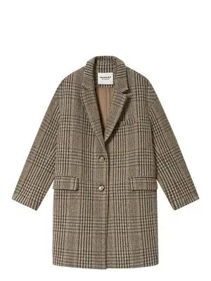 MARANT ETOILE Limiza Checked Virgin Wool Coat - Beige