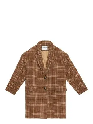 MARANT ETOILE Limiza Checked Virgin Wool Coat - Caramel