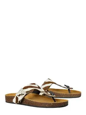Tory Burch Tory Burch Metallic Leather T-Strap Sandal Zebra/avola