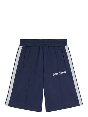 Palm Angels Logo Print Track Shorts - Navy Blue/white