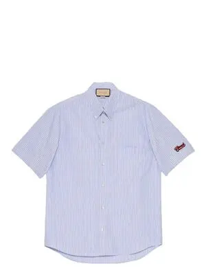 Gucci Embroidered Logo Short Sleeve Shirt - Blue