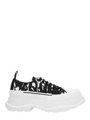 Alexander McQueen Graffiti Tread Slick Low Top Sneakers - Black/white