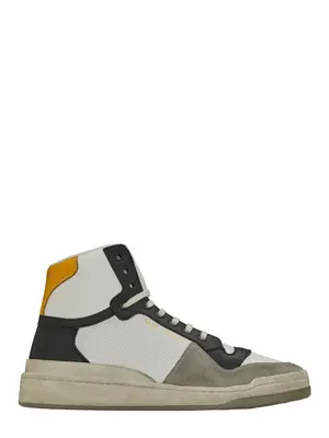 Saint Laurent Saint Laurent SL24 Mid Top Sneakers Optic White/black/yellow