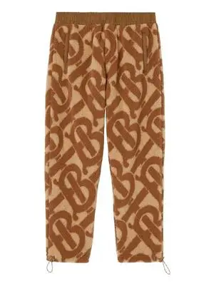 Burberry Tb Monogram Fleece Jacquard Trousers - Soft Fawn