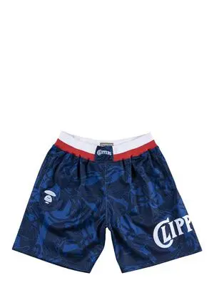 A BATHING APE Aape X Mitchell & Ness San Diego Clippers Shorts - Navy Blue