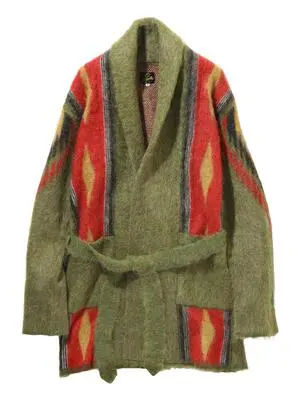 HIDDEN NY X Needles Mohair Shawl Cardigan - Green Native Pattern