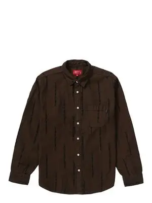 Supreme Logo Stripe Jacquard Denim Shirt - Brown