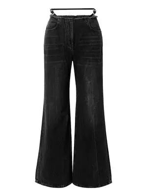 Givenchy Distressed Low-rise Wide-leg Jeans - Black