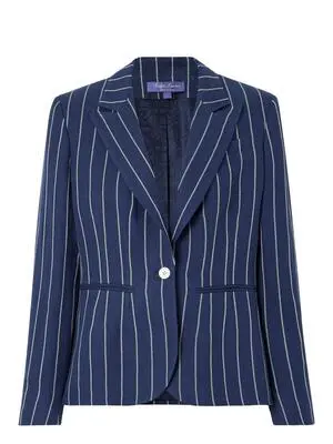 Ralph Lauren Aaiden Striped Linen And Cotton-blend Jacket - Blue