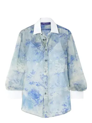 Ralph Lauren Nancie Floral-print Silk-gauze Shirt - Blue