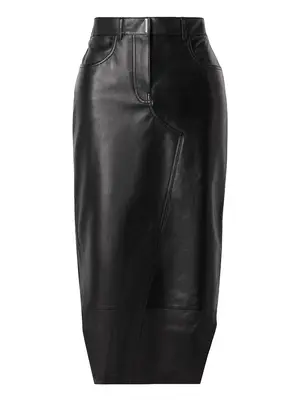 Givenchy Leather Midi Skirt - Black
