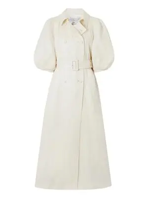 Gabriela Hearst Iona Double-breasted Belted Linen Trench Coat - Ivory