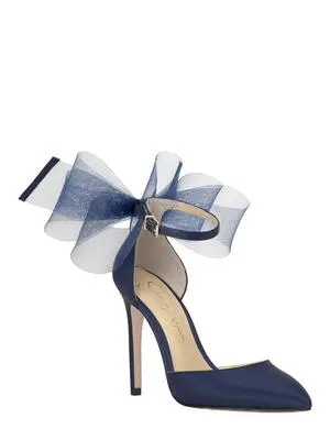 Jessica Simpson Jessica Simpson Pointed Toe Pumps With Bow Detailing Navy Baby