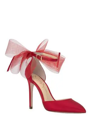 Jessica Simpson Pointed Toe Pumps With Bow Detailing - Red Muse
