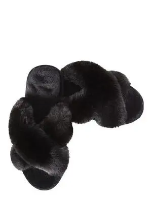 MEMOI MeMoi Beverly Faux Fur Memory Foam Slipper Black