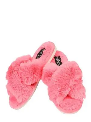 MEMOI Beverly Faux Fur Memory Foam Slipper - Disco Pink