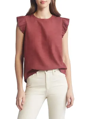 Wit & Wisdom Wit & Wisdom Ruffle Sleeve Top Apple Butter