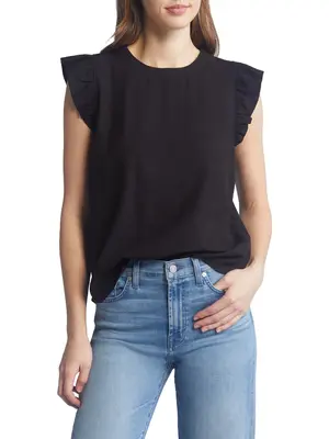Wit & Wisdom Wit & Wisdom Ruffle Sleeve Top Black