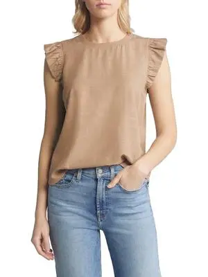 Wit & Wisdom Ruffle Sleeve Top - Peanut Butter