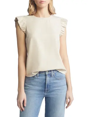 Wit & Wisdom Wit & Wisdom Ruffle Sleeve Top Soft Linen