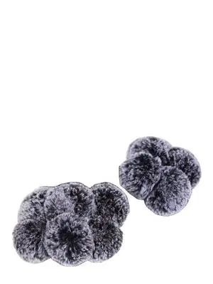 MEMOI Luxe Faux Fur Pom Slipper - Black