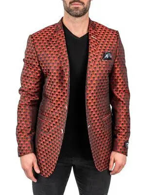 MACEOO Skull Printed Sport Coat - Orange