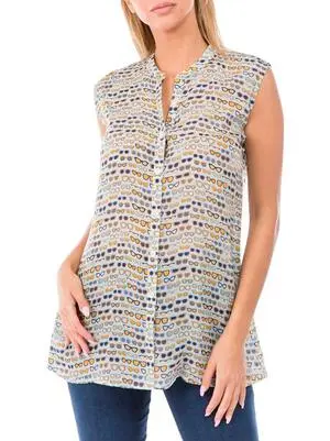 APNY Print Chiffon Sleeveless Top - Beige Multi