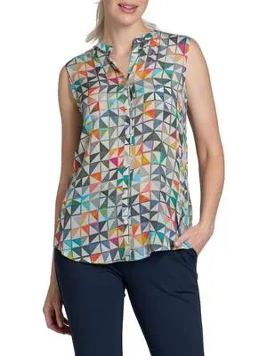 APNY Print Chiffon Sleeveless Top - Orange Multi