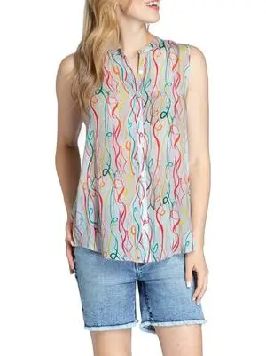 APNY Print Chiffon Sleeveless Top - Pink Multi
