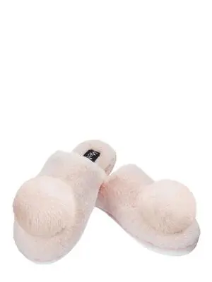 MEMOI Gloria Faux Fur Pom Slipper - Dusty Pink