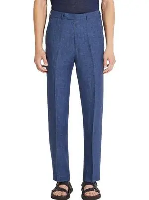 Zegna Oasi Linen Trousers - Blu Ciano