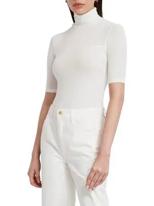 MARCELLA Niko Jersey Turtleneck Top - Off White