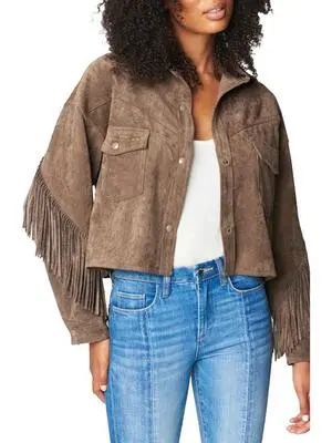 Blanknyc Faux Suede Fringe Jacket - Hot Cocoa
