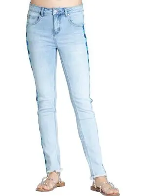 APNY Emma Embroidered Skinny Jeans - Light Indigo
