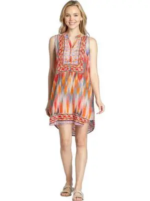 APNY APNY Print Sleeveless Chiffon Shift Dress Orange Multi
