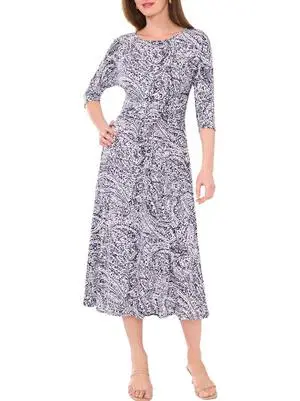 Chaus Tie Front Printed Midi Dress - Dpaquawaters