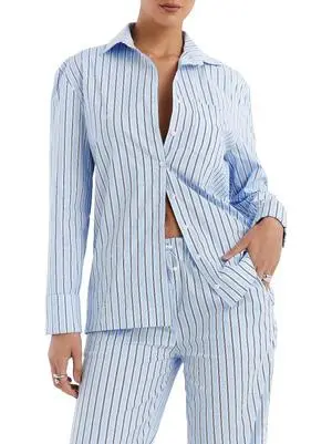 MISTRESS ROCKS Stripe Boxy Shirt - Blue