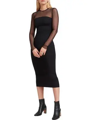 MARCELLA Maite Long Sleeve Cocktail Dress - Black