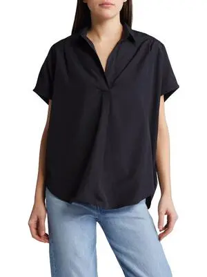French Connection Popover Poplin Shirt - Black