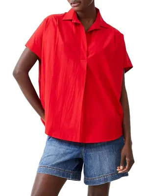 French Connection Popover Poplin Shirt True Red