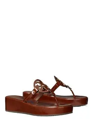 Tory Burch Miller Platform Wedge Flip Flop - Russet Brown