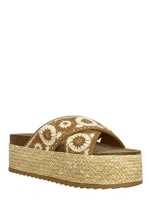 AZALEA WANG Saco Platform Slide Sandal - Brown