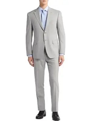 Canali Siena Regular Fit Mélange Wool Suit - Light Grey