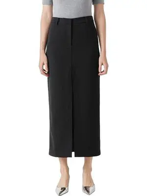GREY LAB Front Slit Maxi Skirt - Black