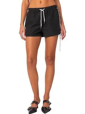 EDIKTED Remy Ribbon Track Shorts - Black