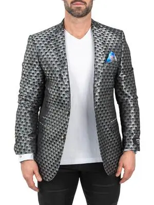 MACEOO Skull Printed Sport Coat - Grey